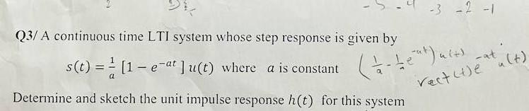 Solved Q3/ A continuous time LTI system whose step response | Chegg.com