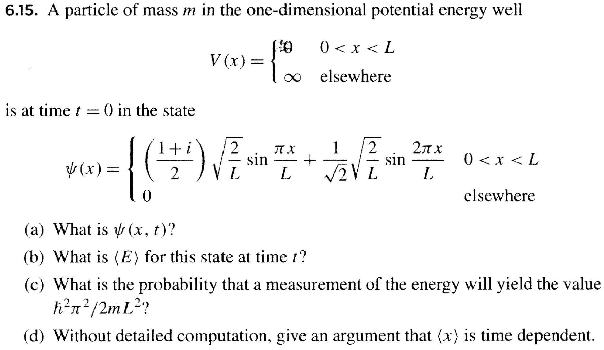 Solved 6.15. A particle of mass m in the one-dimensional | Chegg.com