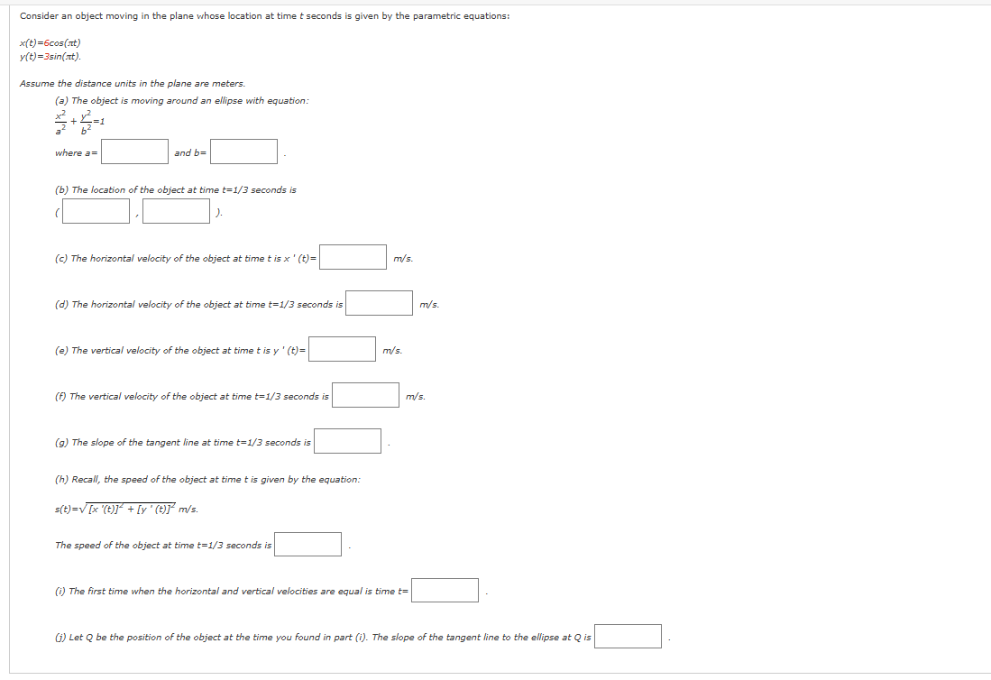 Solved Consider an ﻿object moving in ﻿the plane whose | Chegg.com