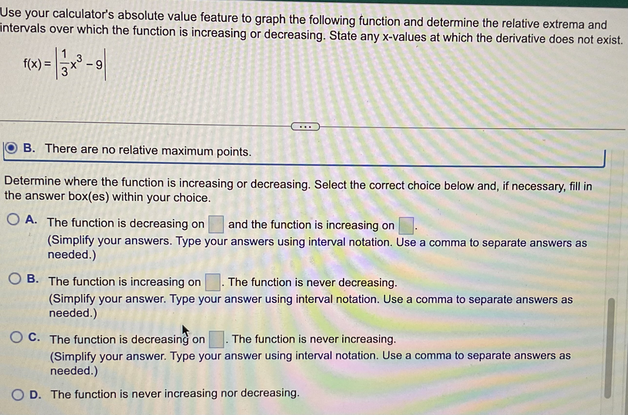 Solved 1.) ﻿Use your calculator's absolute value feature to | Chegg.com