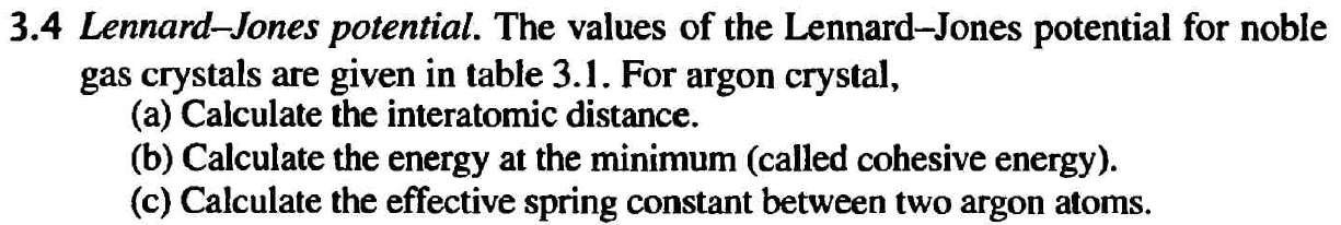 Solved 3.4 Lennard-Jones potential. The values of the | Chegg.com
