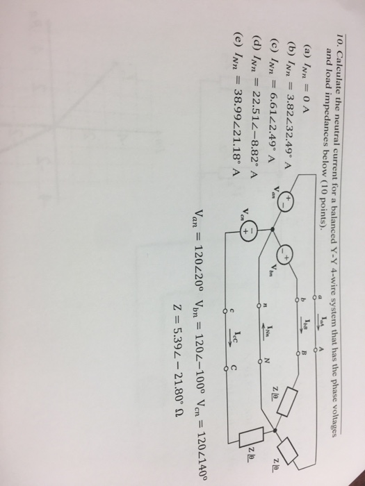 Solved alculate the neutral current for a balanced Y-Y | Chegg.com