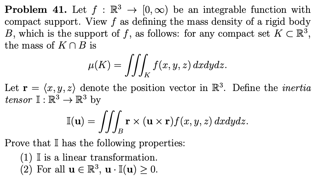 Solved Problem 41. Let f:R3→[0,∞) be an integrable function | Chegg.com