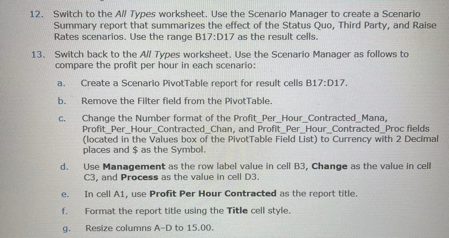Solved 12. Switch to the All Types worksheet. Use the | Chegg.com