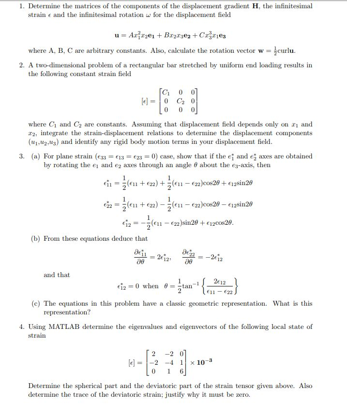 Solved 1. Determine the matrices of the components of the | Chegg.com