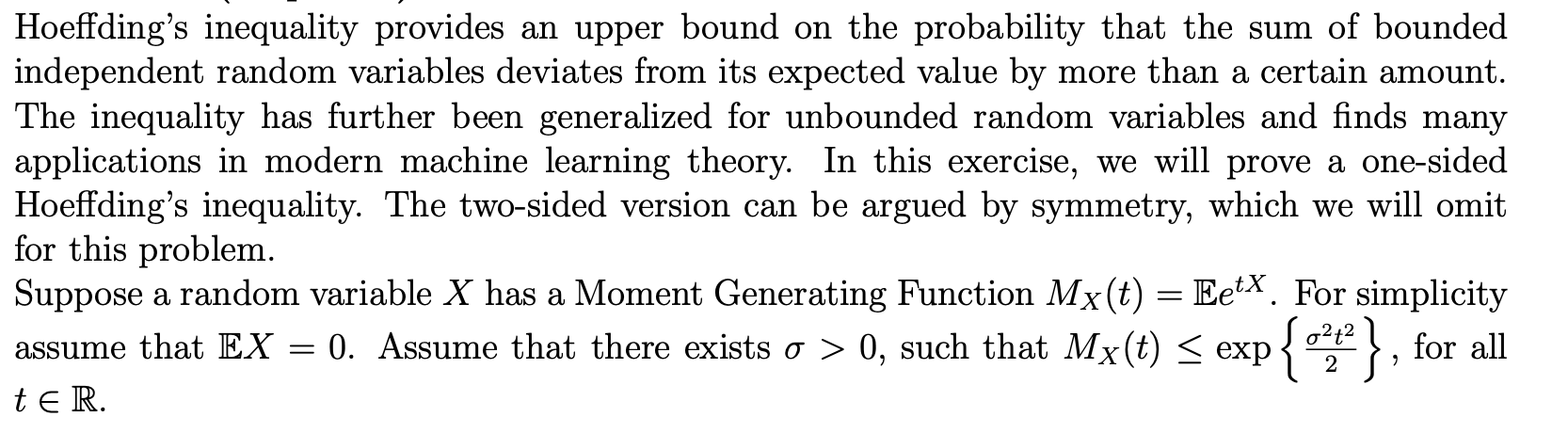 Solved Hoeffding's inequality provides an upper bound on the | Chegg.com
