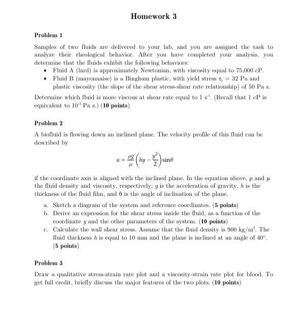 Viscosity and Newtonian Fluids... help please! | Chegg.com