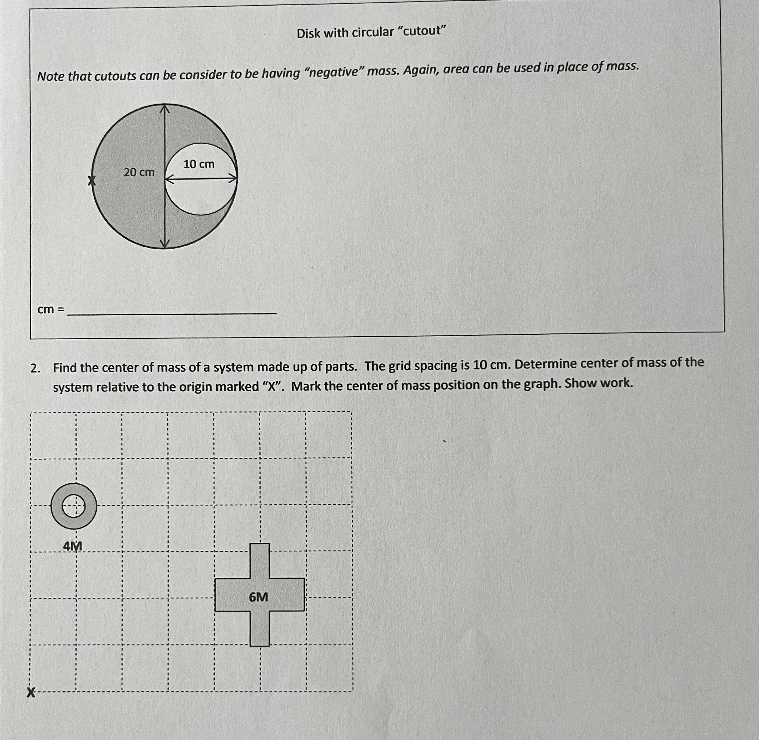 Solved Activity 3.7 - Center of Mass Worksheet CENTER OF | Chegg.com