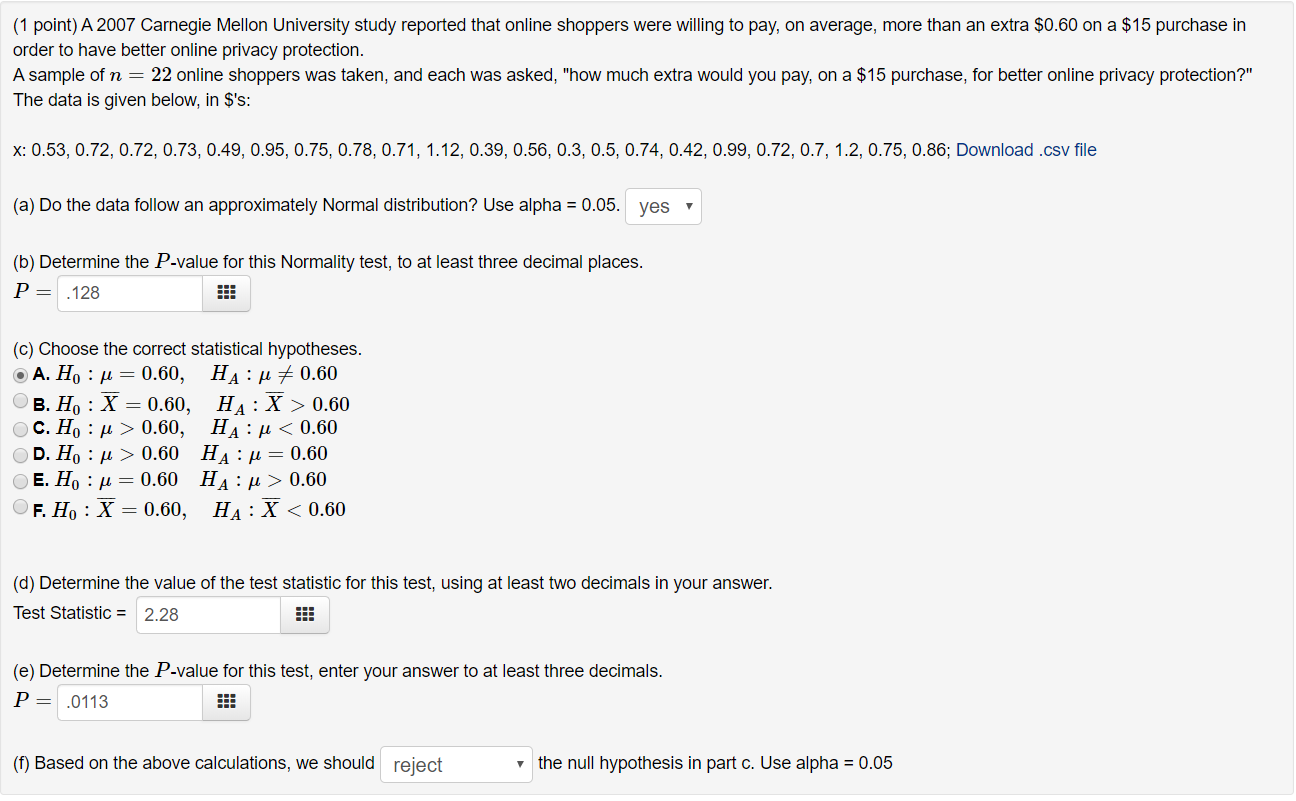 Solved (1 point) A 2007 Carnegie Mellon University study | Chegg.com