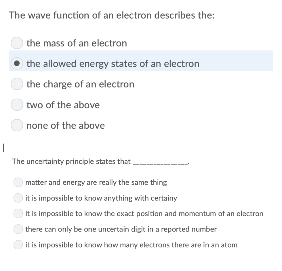 Solved The wave function of an electron describes the: the | Chegg.com