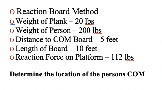 O Reaction Board Method Q Weight of Plank - 20 lbs o | Chegg.com