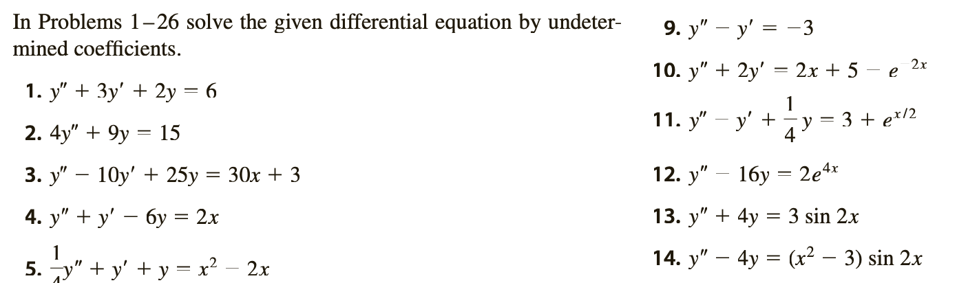 Solved In Problems 1–26 solve the given differential | Chegg.com