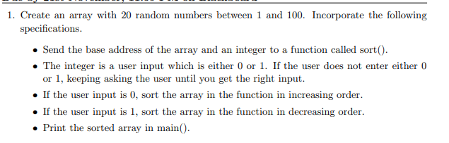 Solved 1 Create An Array With 20 Random Numbers Between 1 9049