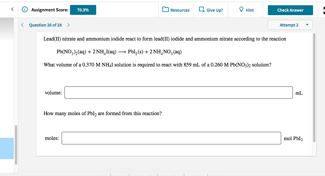 Solved Assignment Score: 70.3% Resources [ Give Up? Hint | Chegg.com