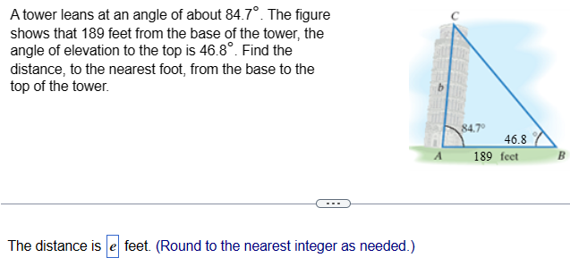 Solved A tower leans at an angle of about 84.7∘. The figure | Chegg.com