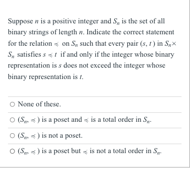 Suppose n is a positive integer and Sn is the set of | Chegg.com