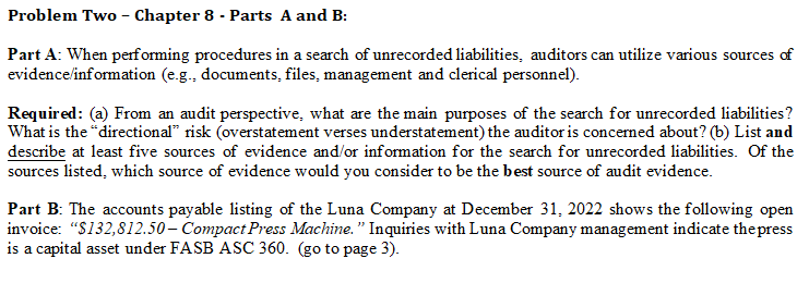Solved Problem Two - Chapter 8 - Parts A and B: Part A: When | Chegg.com