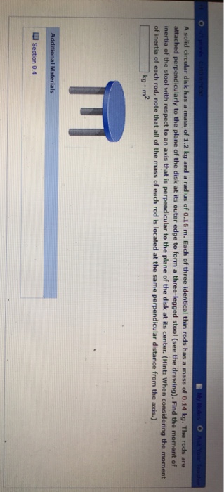 Solved A solid circular disk has a mass of 1.2 kg and a | Chegg.com