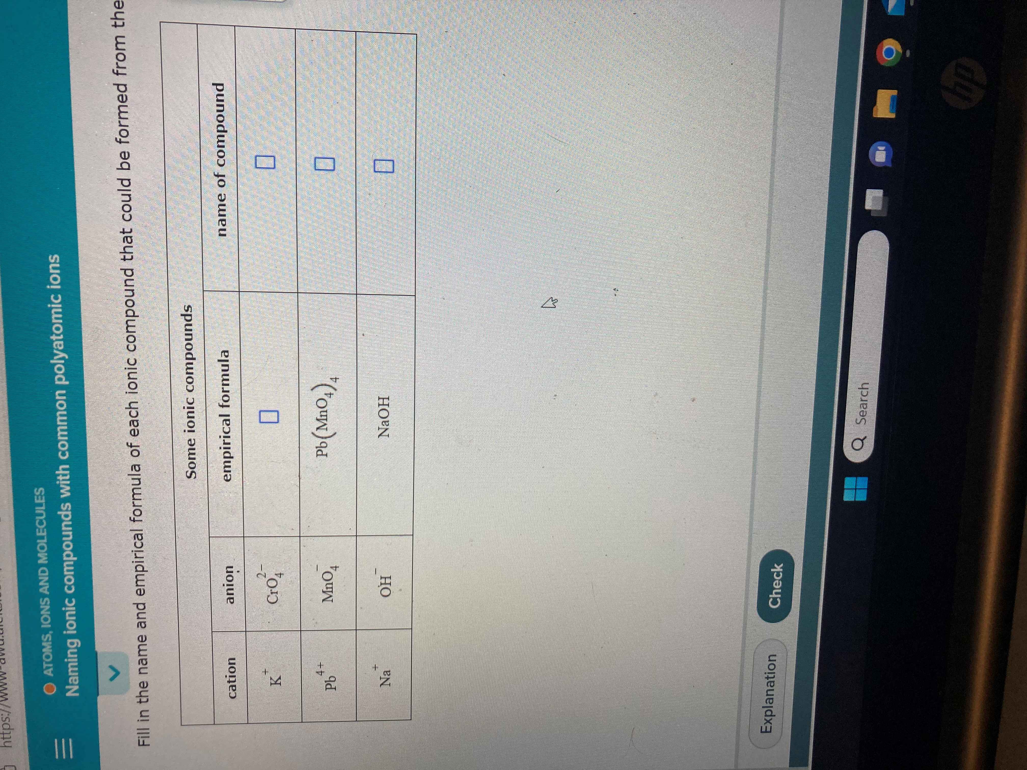 Solved Fill in the name and empirical formula of each ionic | Chegg.com