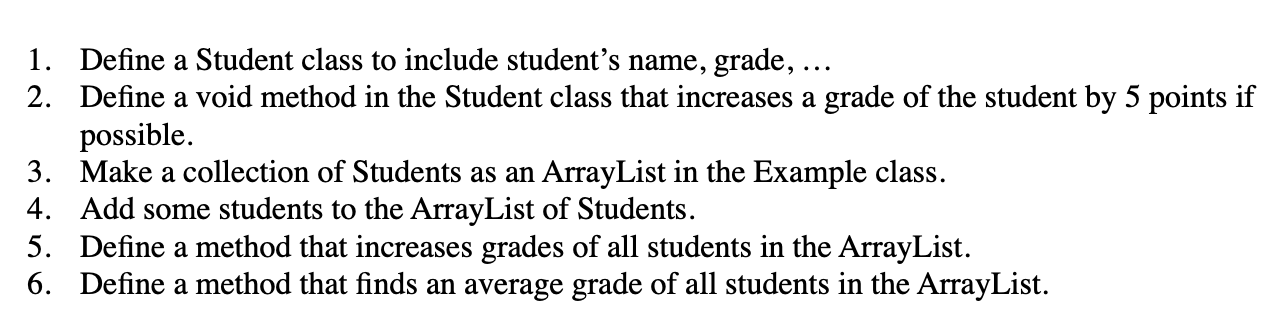 Solved 1. Define a Student class to include student's name, | Chegg.com