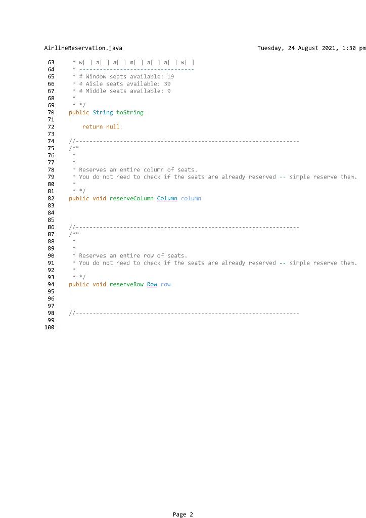 Solved Airline Reservation System Individual Assignment Part | Chegg.com