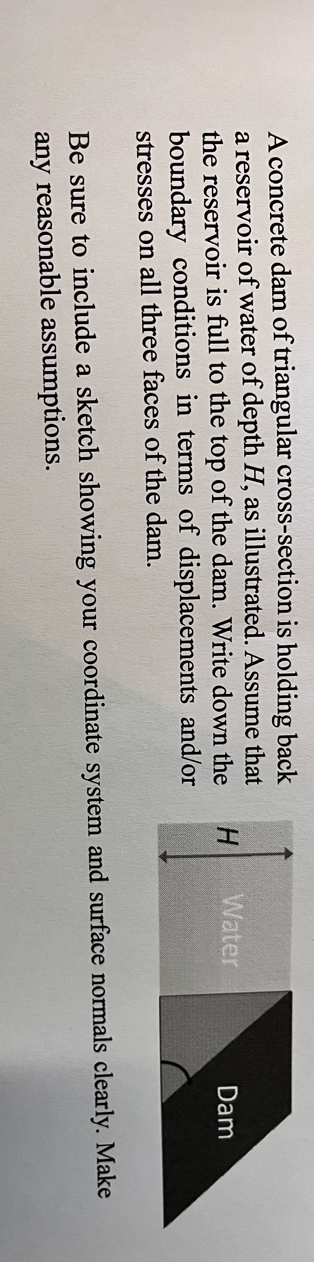 Solved A concrete dam of triangular cross-section is holding | Chegg.com