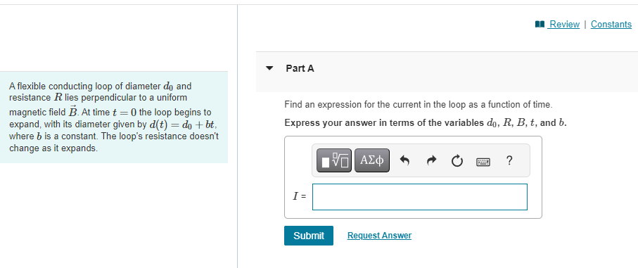 Solved A flexible conducting loop of diameter d0 and | Chegg.com