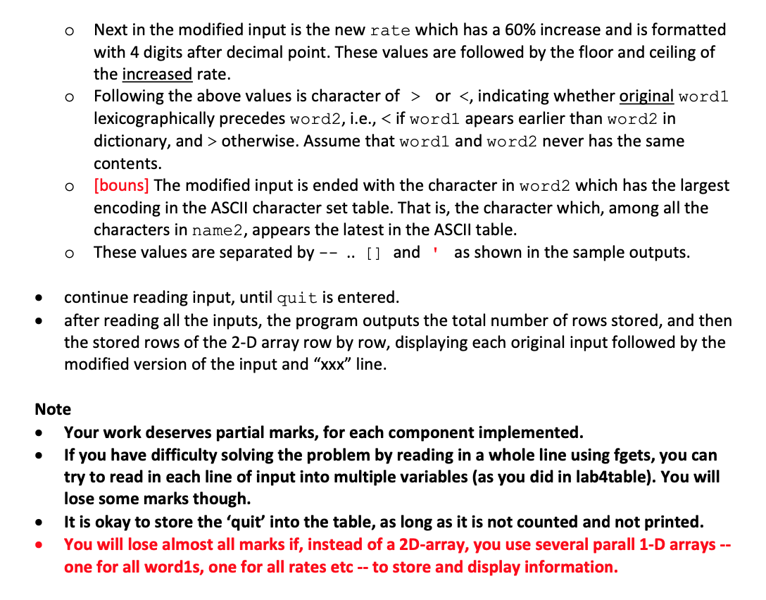 Specification Write an ANSI-C program that reads user | Chegg.com