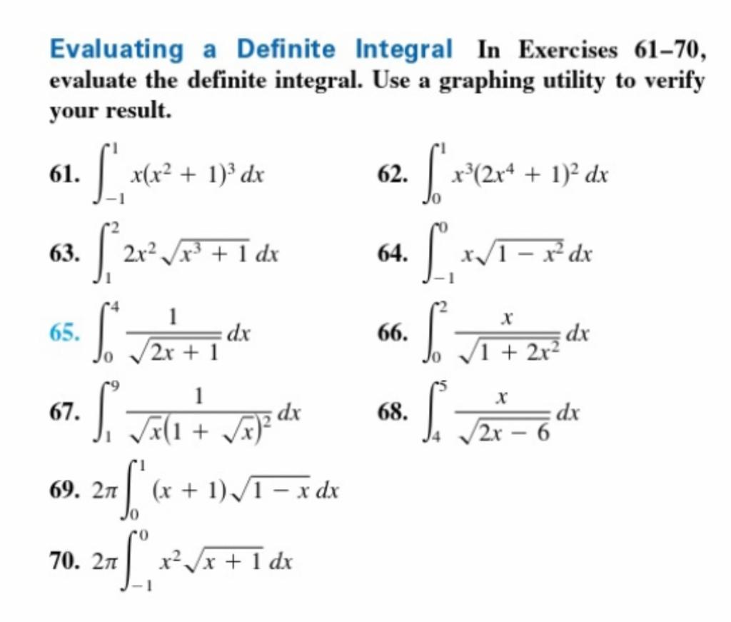 Evaluating a Definite Integral In Exercises 61-70, | Chegg.com