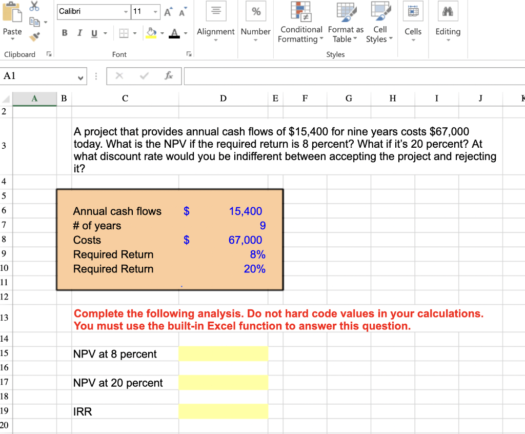 Solved ४ 留 Calibri 11 A À = % M Paste BIU- Alignment Number | Chegg.com