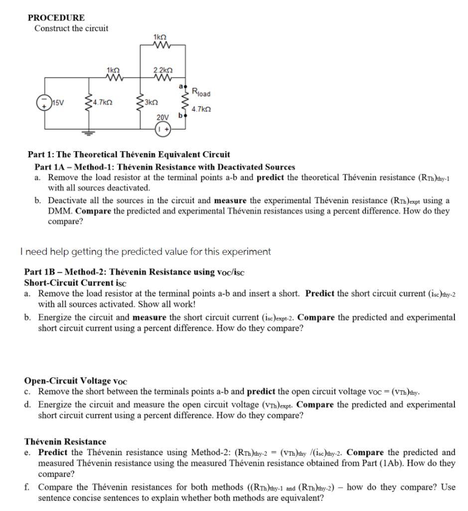 Solved PROCEDURE Construct the circuit Part 1: The | Chegg.com