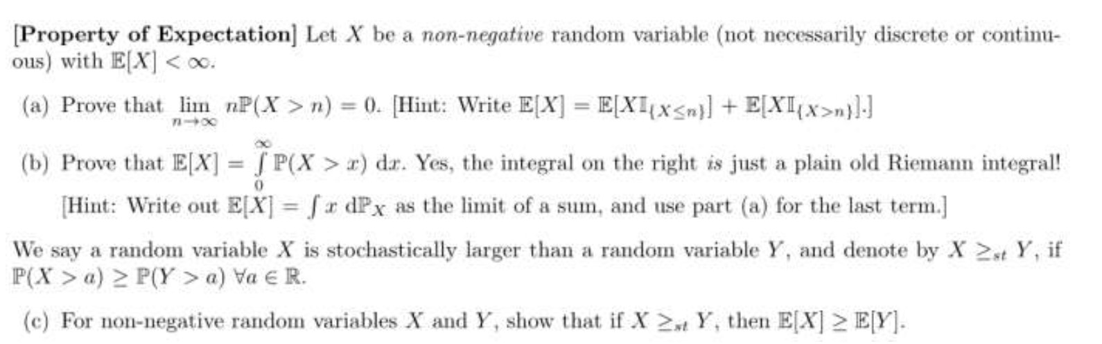 [Property of Expectation] Let X be a non-negative | Chegg.com