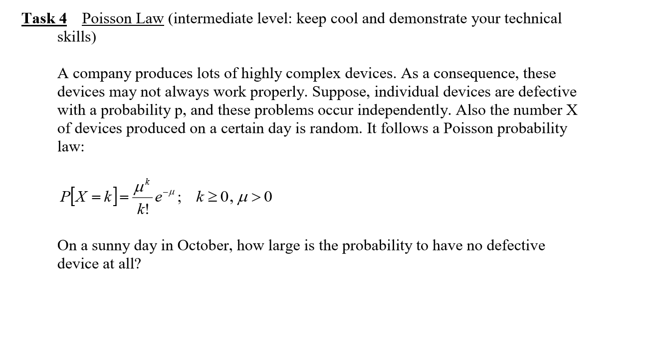 Solved Task 4 Poisson Law (intermediate level: keep cool and | Chegg.com