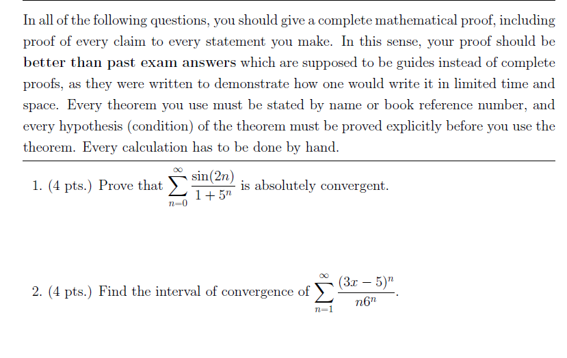 Solved In all of the following questions, you should give a | Chegg.com