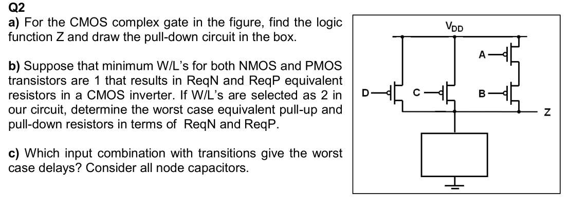Solved Q2 a) For the CMOS complex gate in the figure, find | Chegg.com