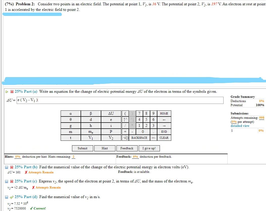 Solved (7\%) Problem 2: Consider two points in an electric | Chegg.com