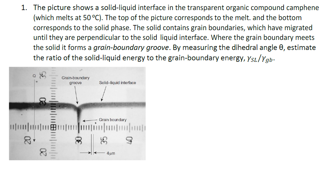 Solved 1. The picture shows a solid-liquid interface in the | Chegg.com