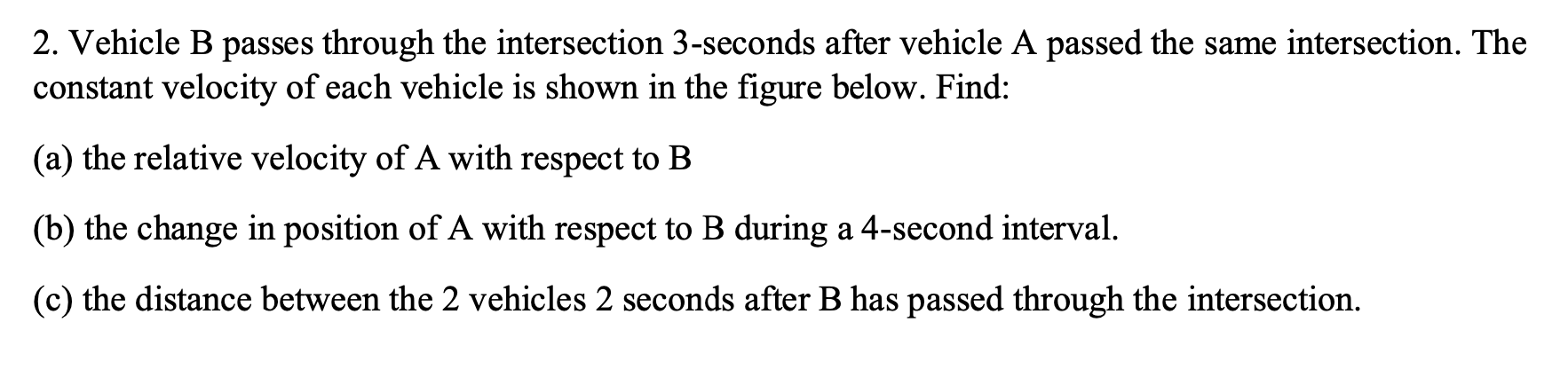 Solved 2. Vehicle B passes through the intersection | Chegg.com