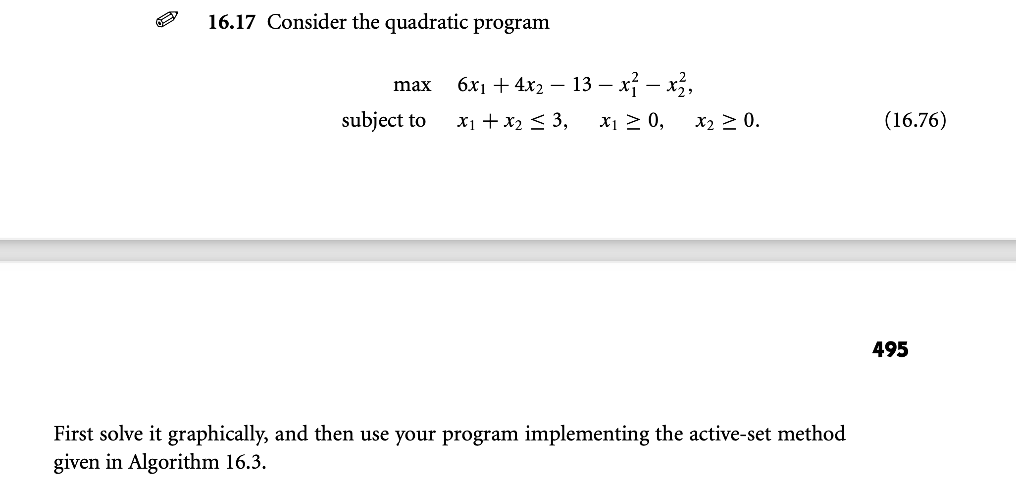 Solved 16.17 Consider the quadratic program max subject to | Chegg.com