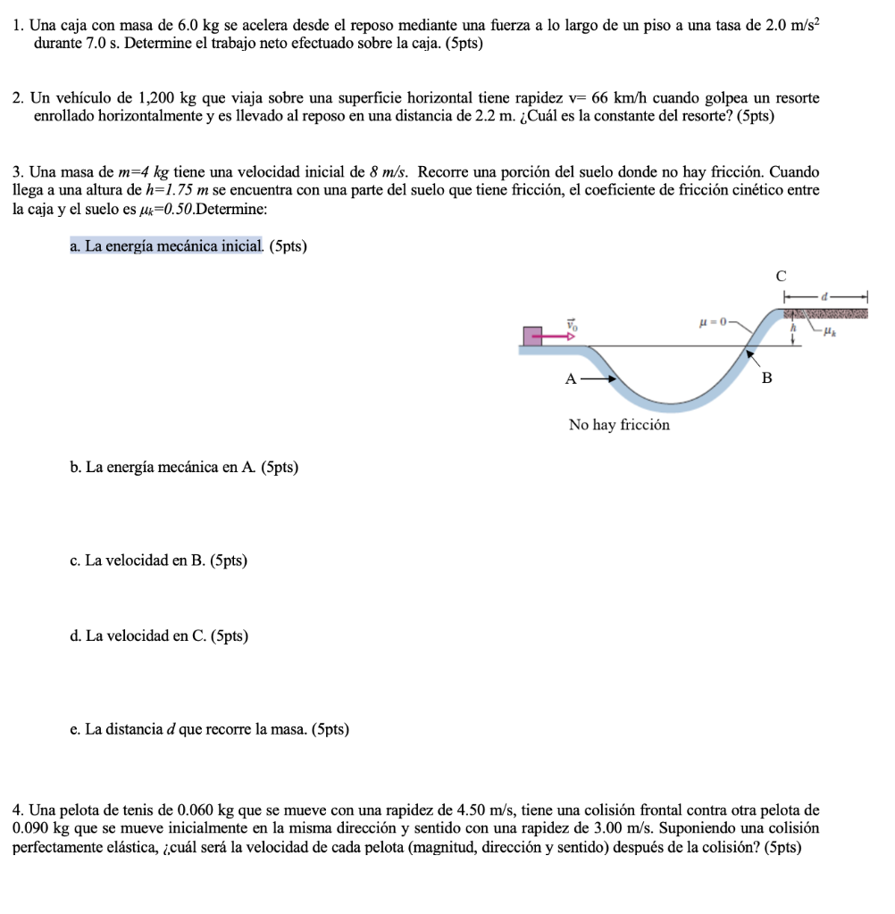 Solved 1. Una caja con masa de 6.0 kg se acelera desde el | Chegg.com