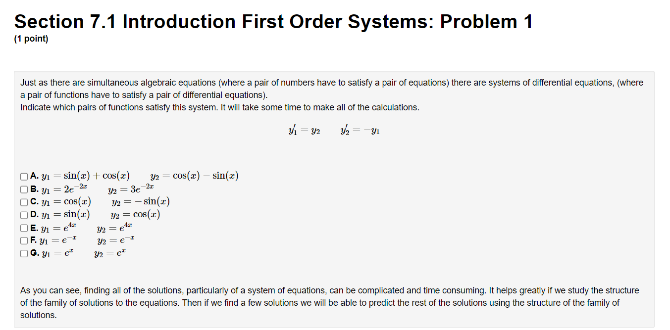 Solved Section 7 1 Introduction First Order Systems Problem