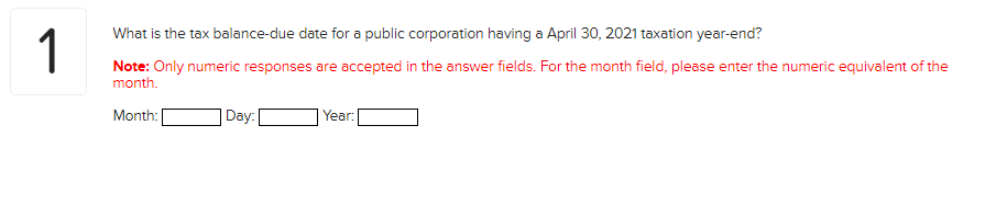Solved 1 What is the tax balance-due date for a public | Chegg.com