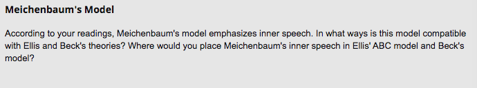 Solved Meichenbaum's Model According to your readings, | Chegg.com