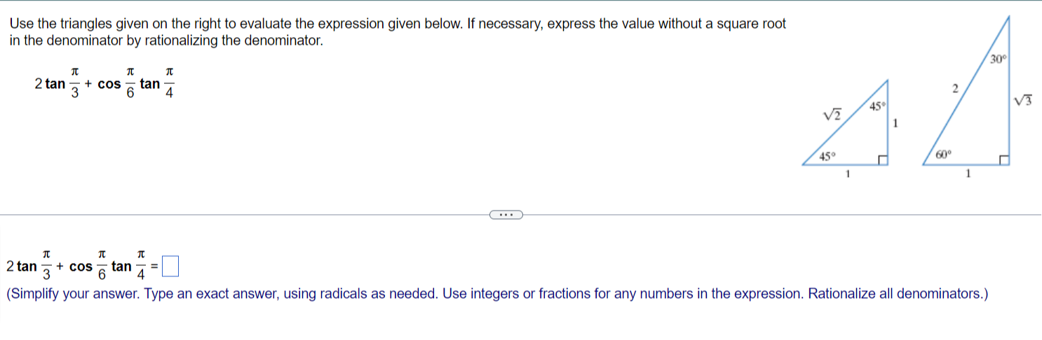 Solved Use the triangles given on the right to evaluate the | Chegg.com
