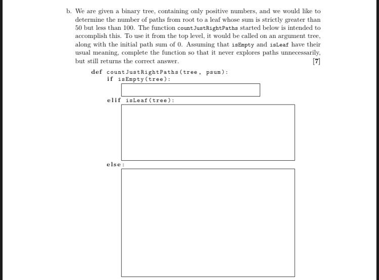 Solved b. We are given a binary tree, containing only | Chegg.com