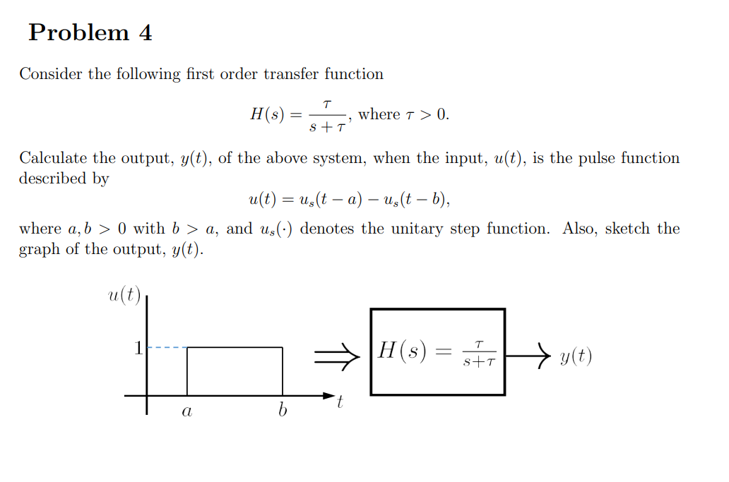Solved Consider the following first order transfer function | Chegg.com