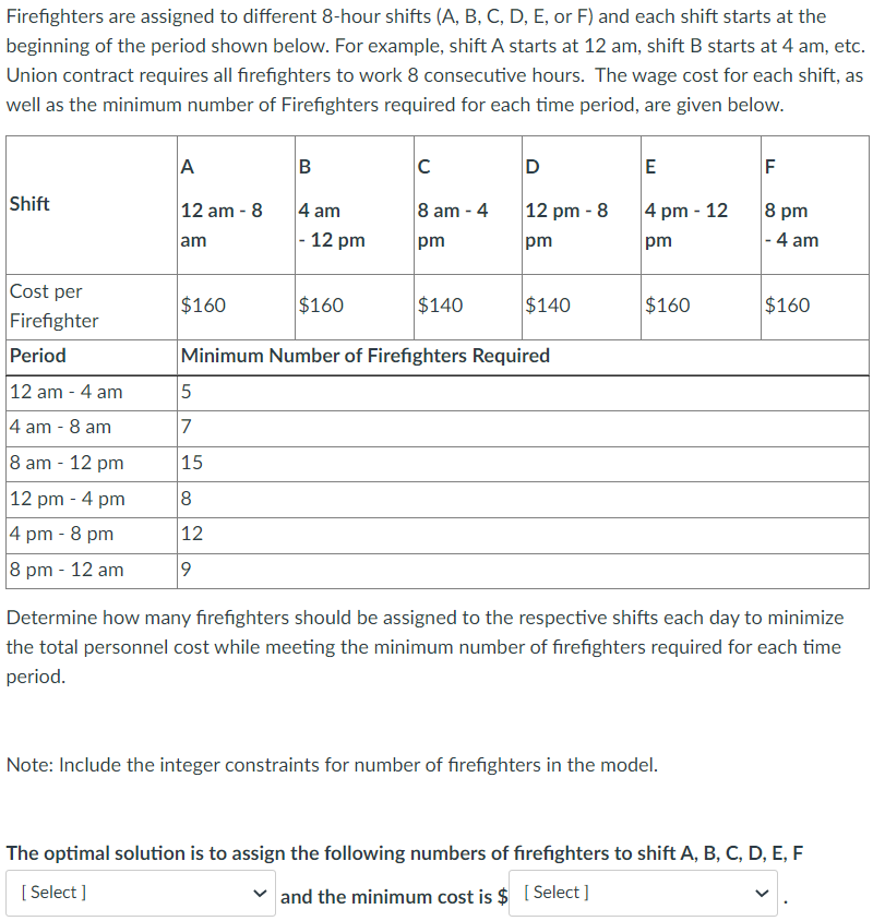 Solved Firefighters are assigned to different 8-hour shifts | Chegg.com