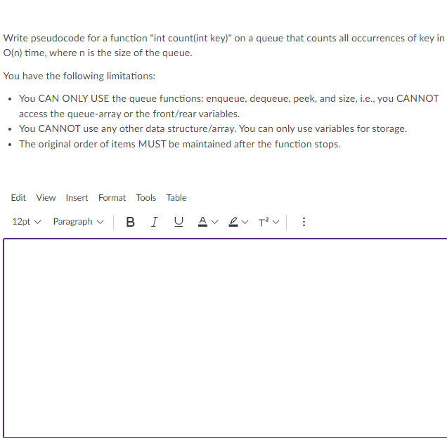 Solved Write Pseudocode For A Function Int Countint Key 3149