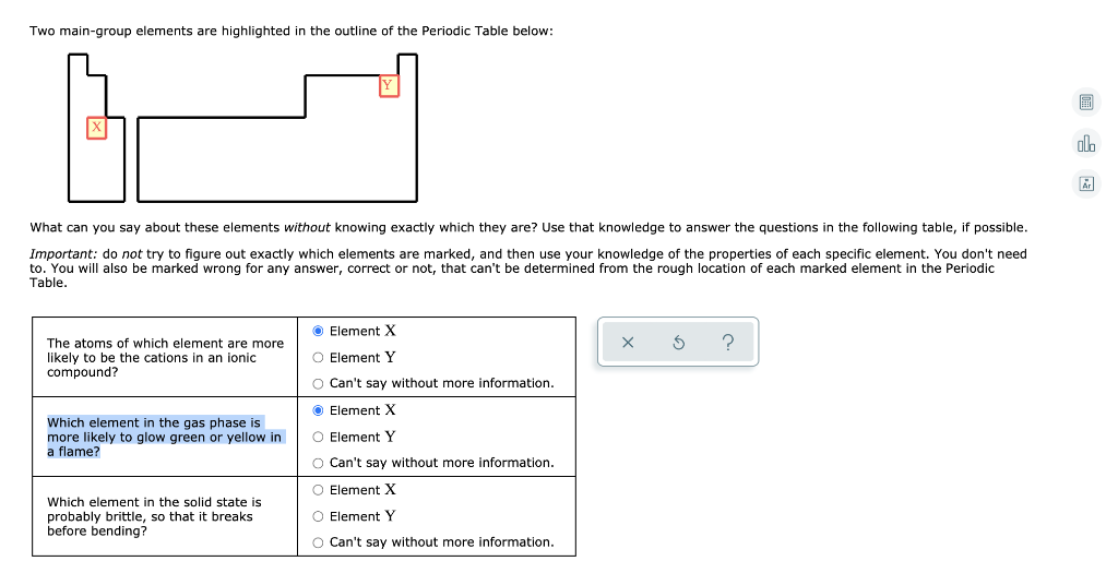 Solved Two main-group elements are highlighted in the | Chegg.com