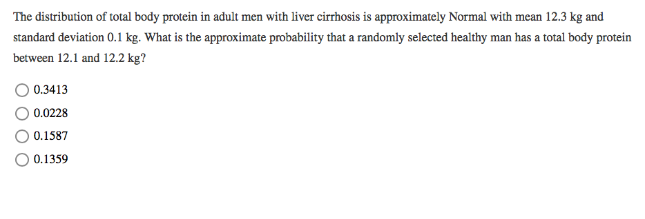 Solved The distribution of total body protein in adult men | Chegg.com